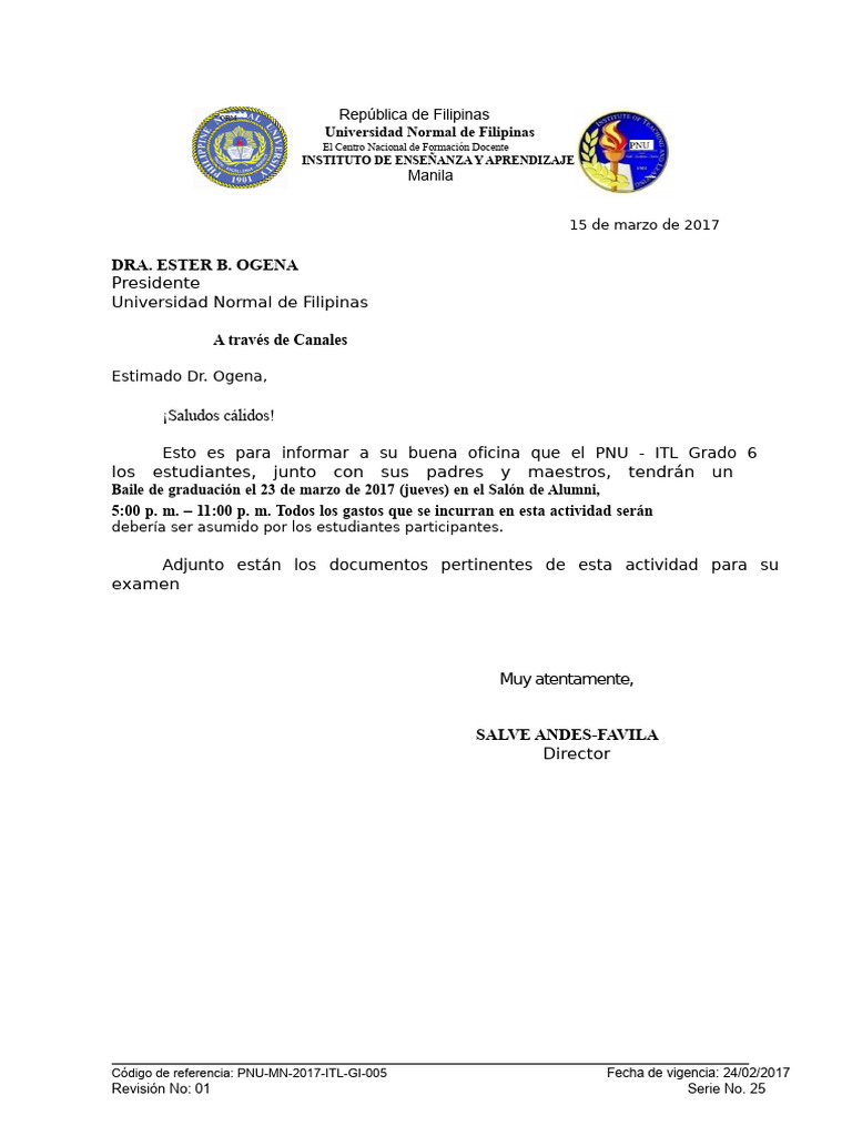Baile de Graduación PNU ITL Grado 6 | PDF