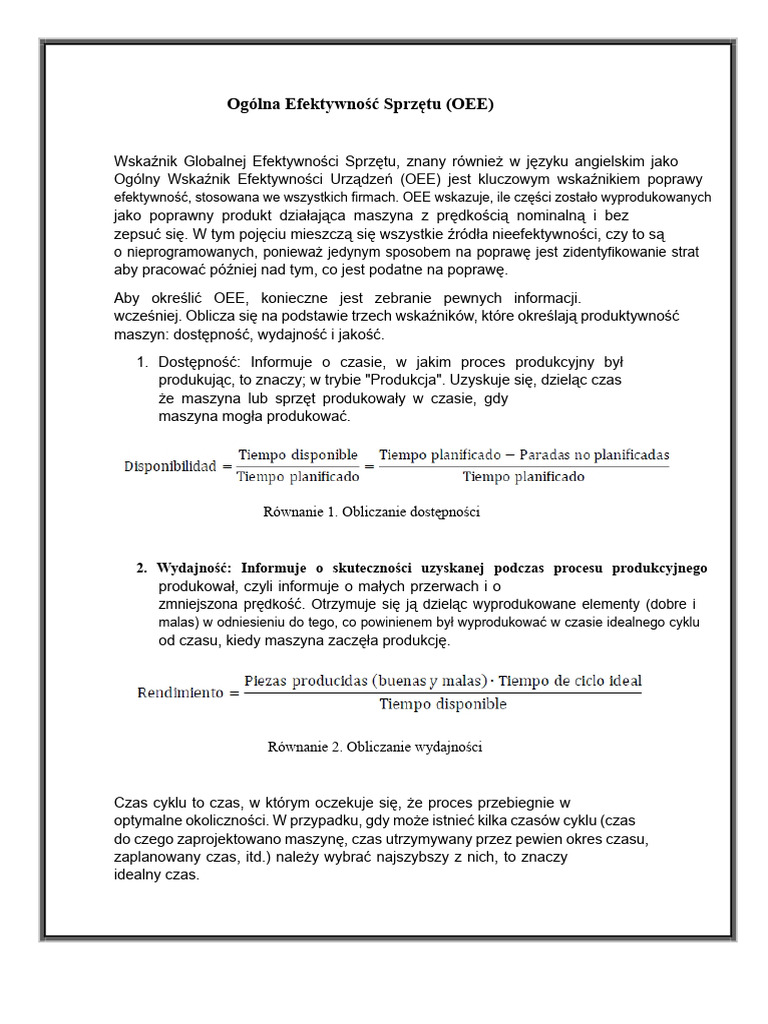 OEE Lean Manufacturing | PDF