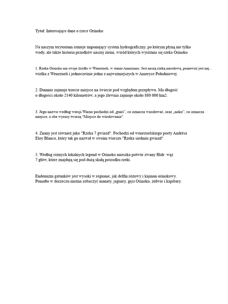 Rzeka Orinoko | PDF