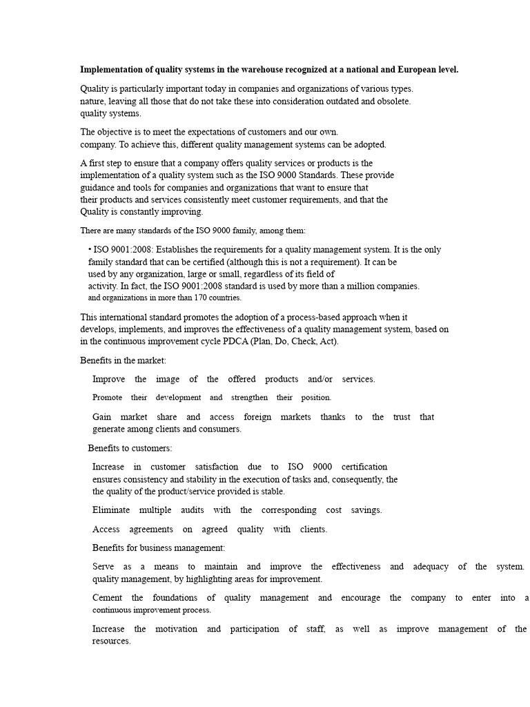 3 Implementation of Quality Systems in The Warehouse | PDF | Quality ...