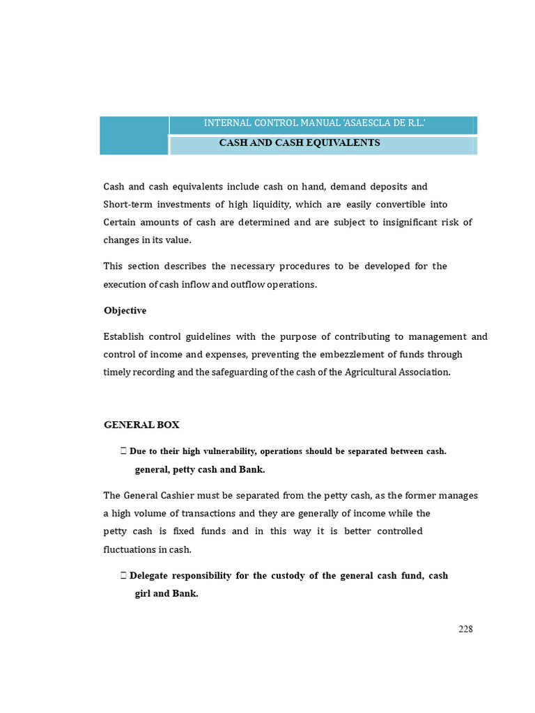 Internal Control for Cash Management | PDF | Expense | Cheque