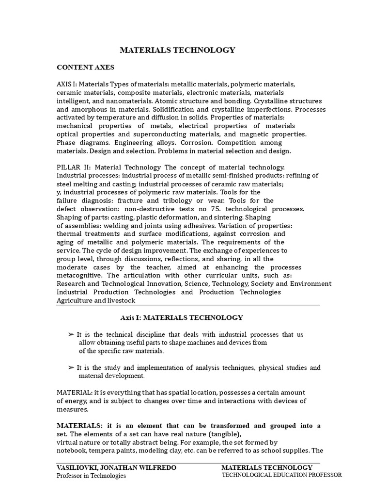 Materials Technology Content Axes | PDF | Stress (Mechanics ...