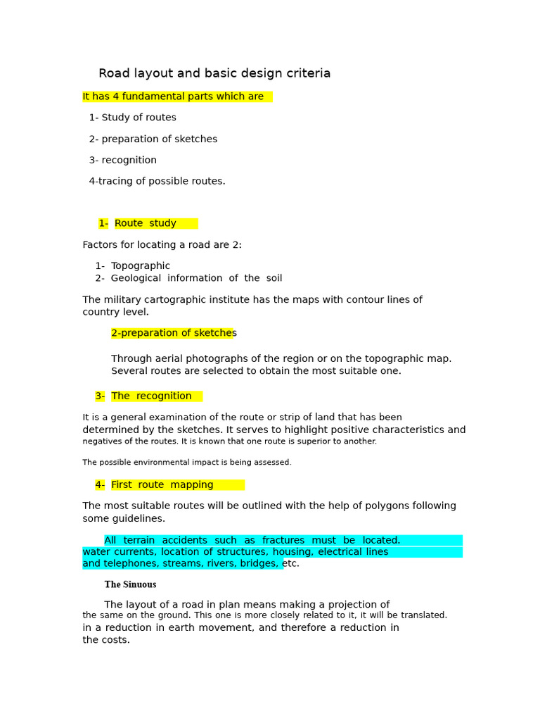 Road Layout and Basic Design Criteria 1 | PDF | Topography
