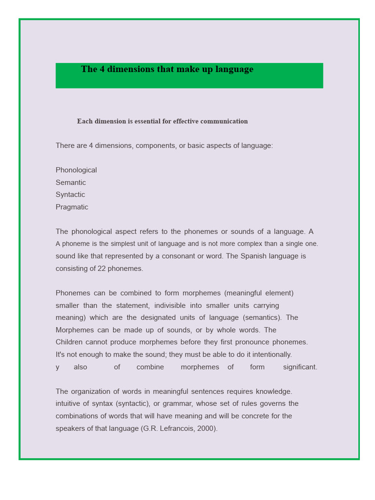 Four Dimensions of Language | PDF