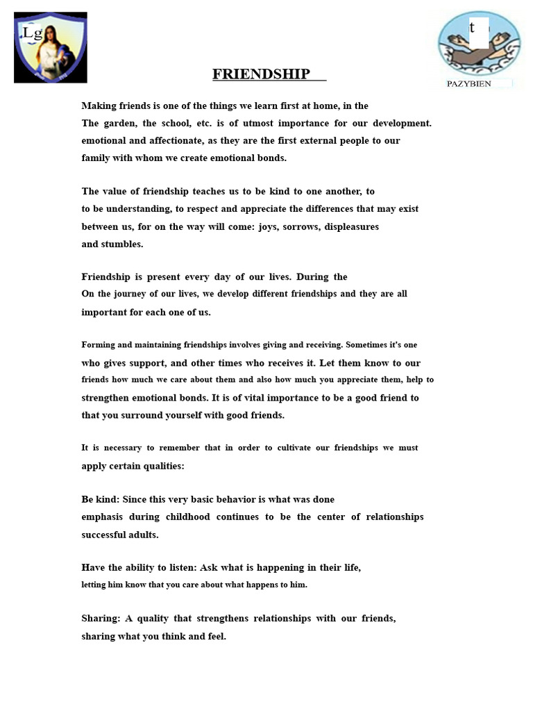 The Importance of Friendship Skills | PDF