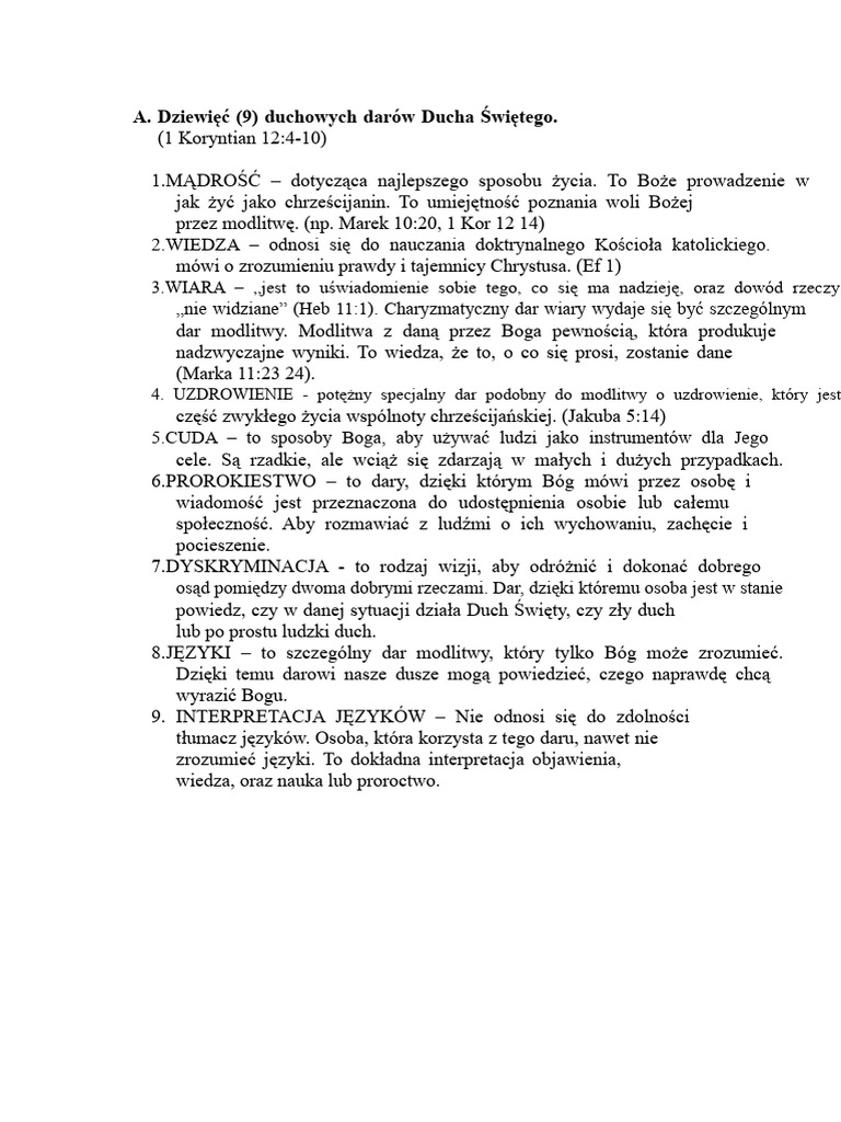 Dary Ducha Świętego | PDF
