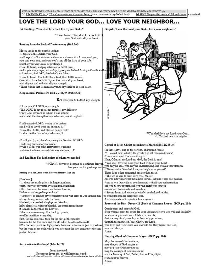 31st Sunday in Ordinary Time - Year B | PDF | Lectionary | Bible