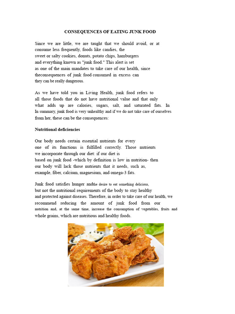 Junk Food Consequences Explained | PDF | Junk Food | Foods