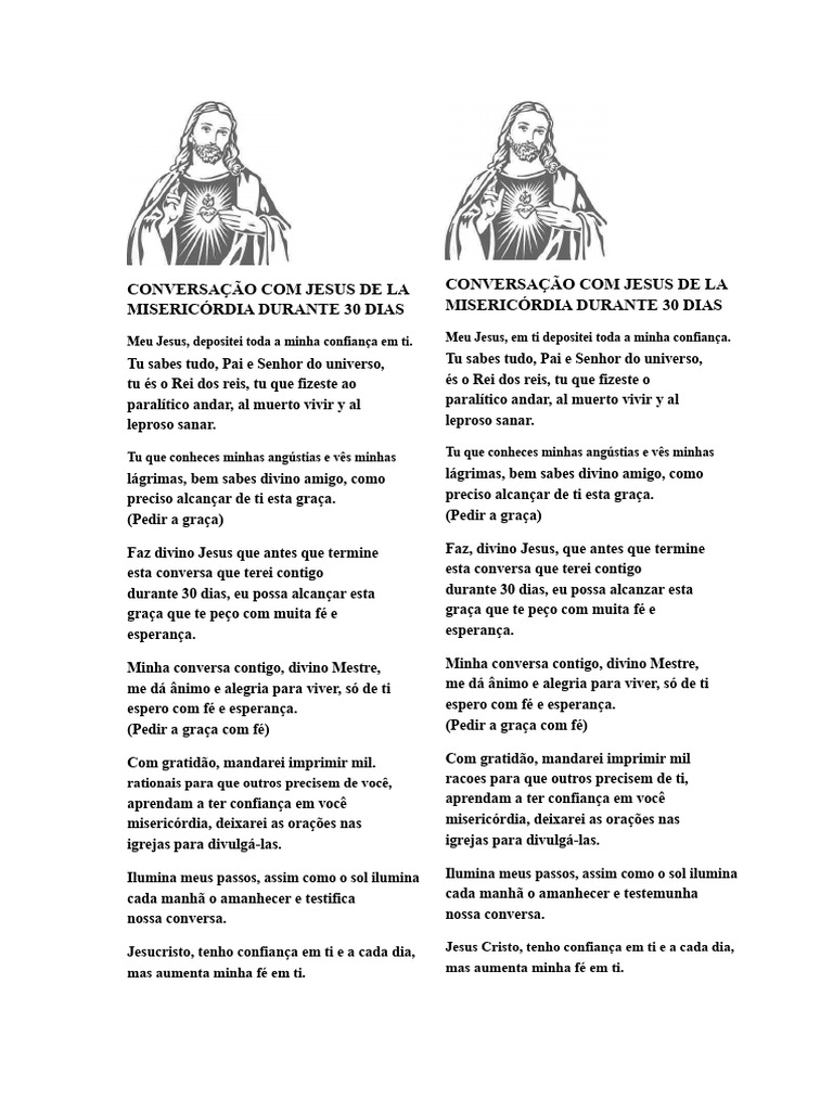 Conversa de 30 Dias com Jesus Misericordioso | PDF | Graça no ...