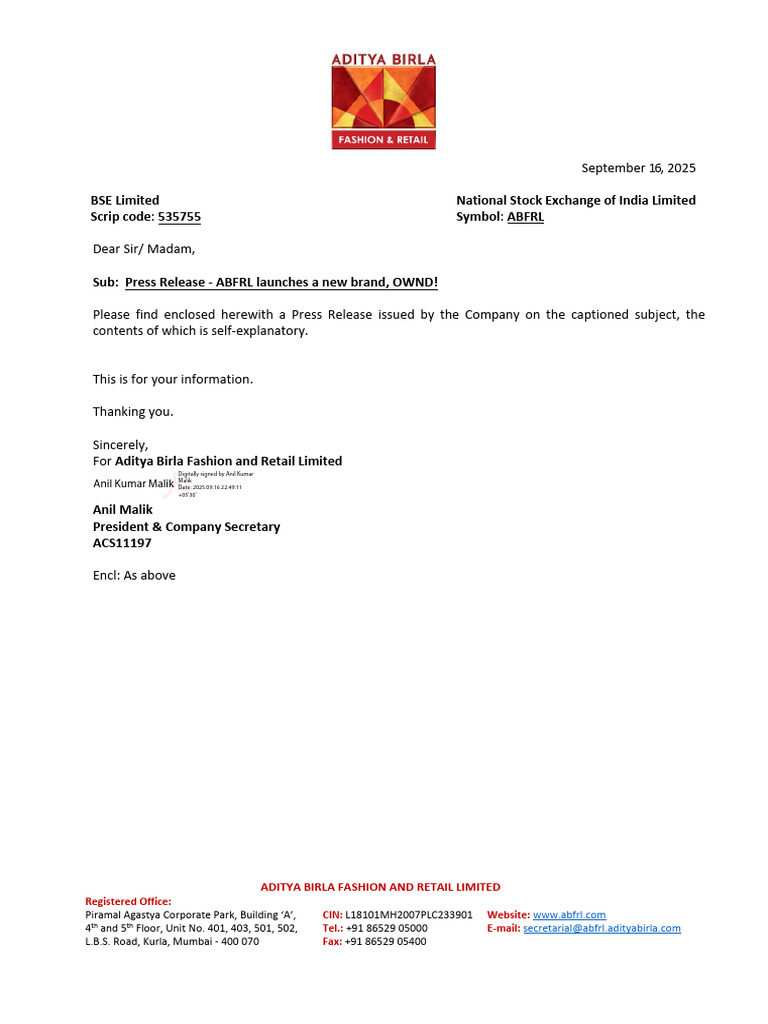 ABFRL - 16.09.2025 - Stox AI | PDF