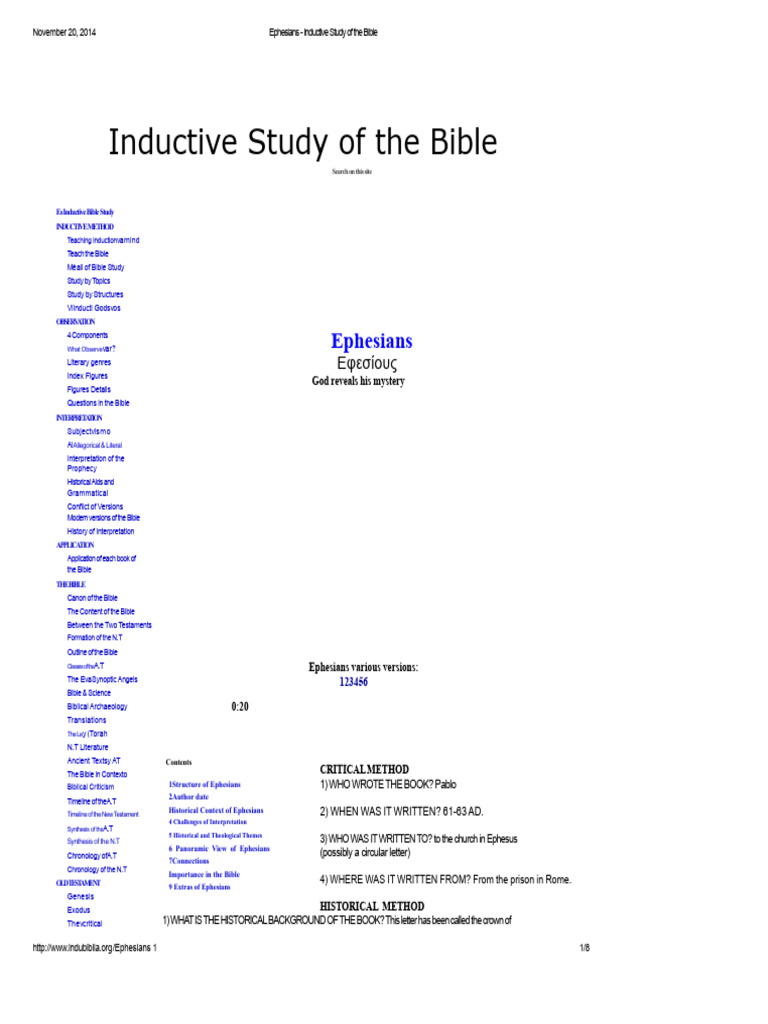 Ephesians - Inductive Bible Study PDF | PDF | Epistle To The Colossians ...