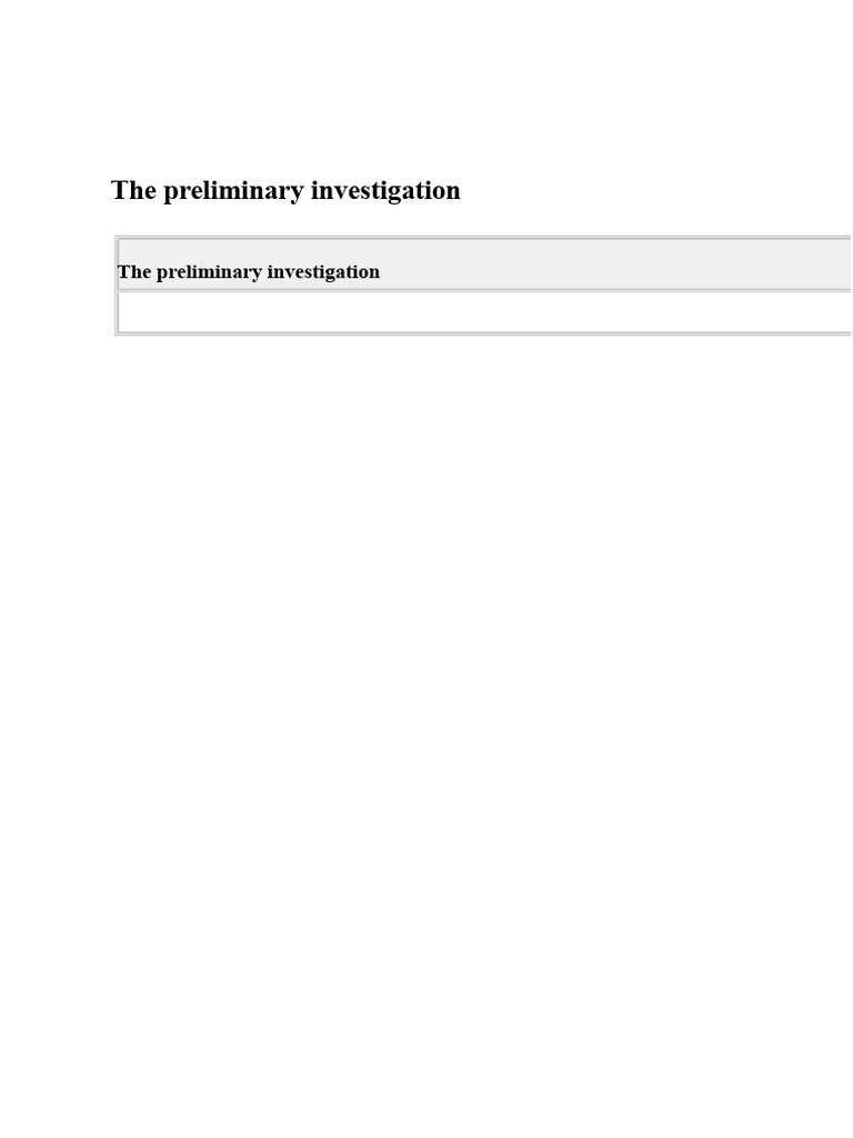 The Preliminary Investigation | PDF | Police | Crimes