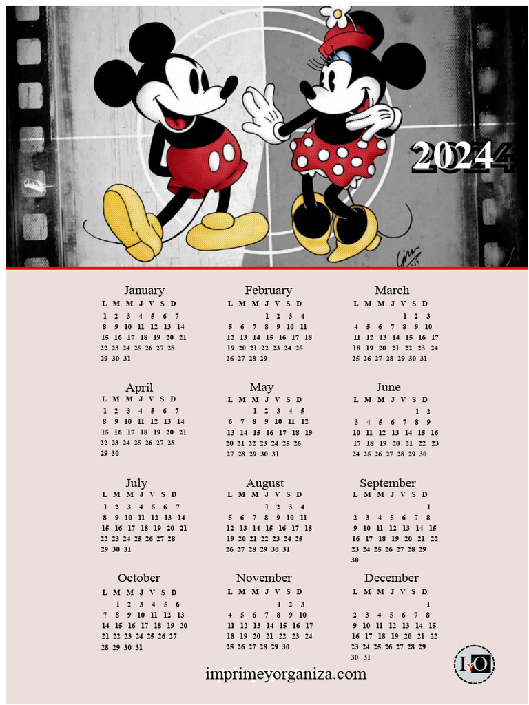 2024 Vintage Mickey and Minnie Calendar | PDF