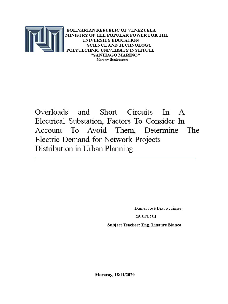 Overloads and Short Circuits in An Electrical Substation, Factors To ...