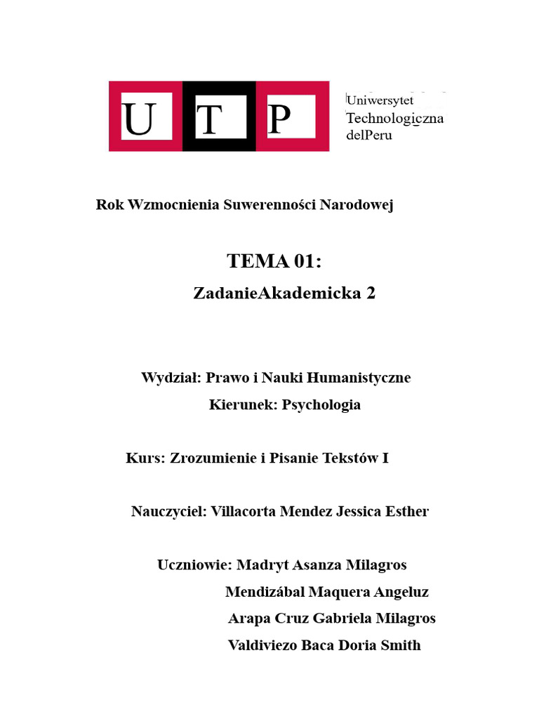 Tydzień 11 - Temat 01 Zadanie - Zadanie Akademickie 2 | PDF