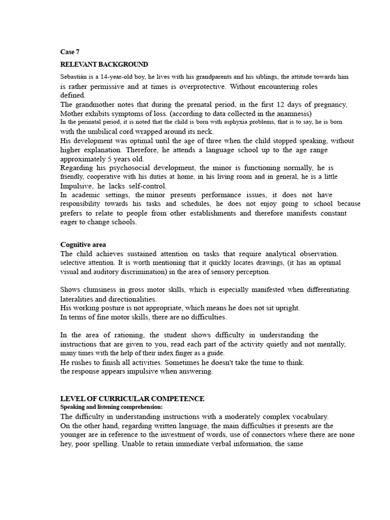 Case Study Student With Intellectual Disability 1 | PDF | Reading ...