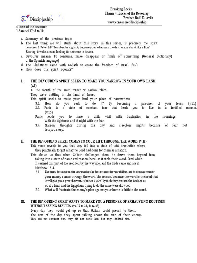 Theme 4 Locks of The Devourer | PDF | David | Books Of Samuel