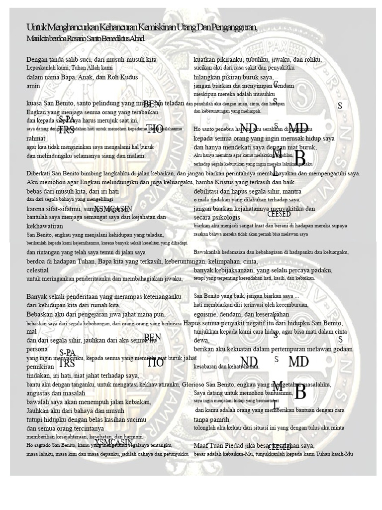 Doa Santo Benedictus | PDF