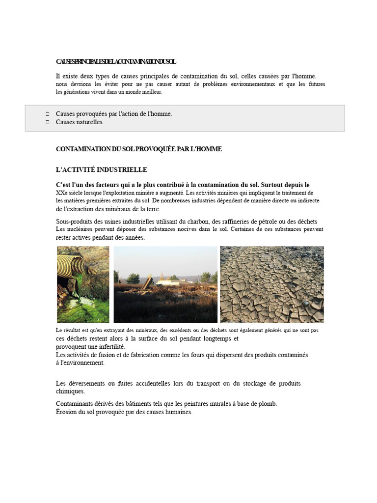 Causes de la pollution du sol | PDF | Déchets | la pollution