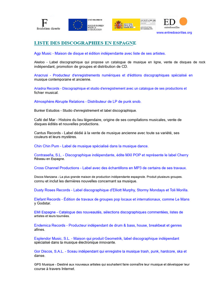 Discographies Indépendantes en Espagne | PDF | Label discographique ...