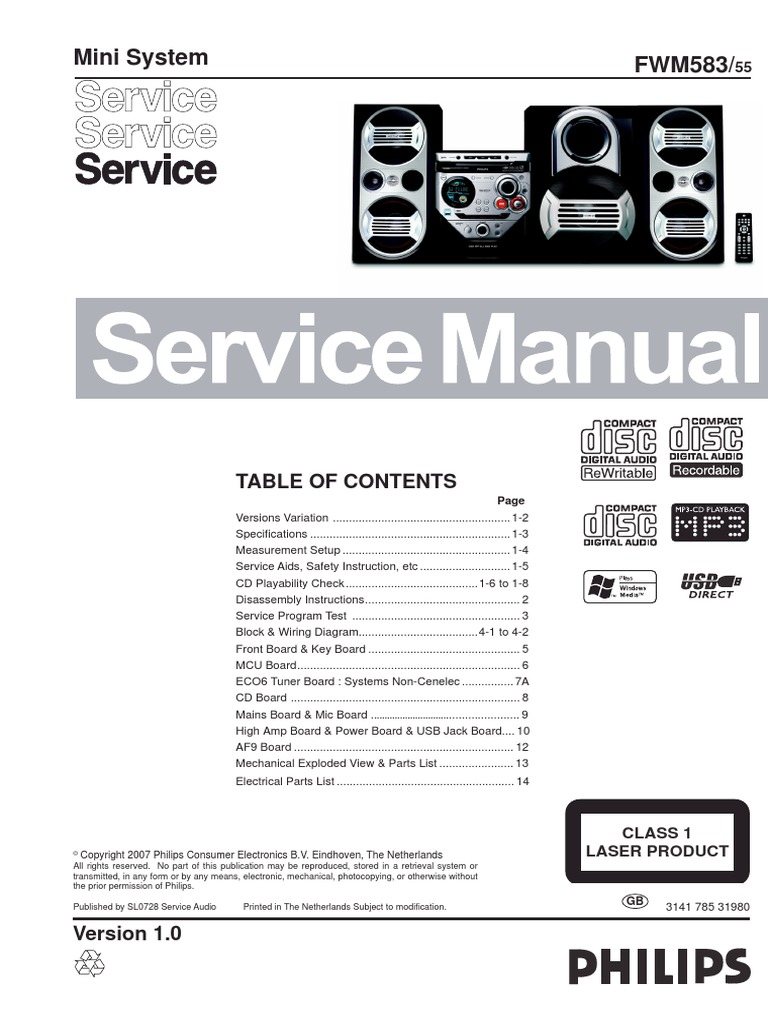 Manual de Servicio Philips FWM - 583-55 | PDF | Business