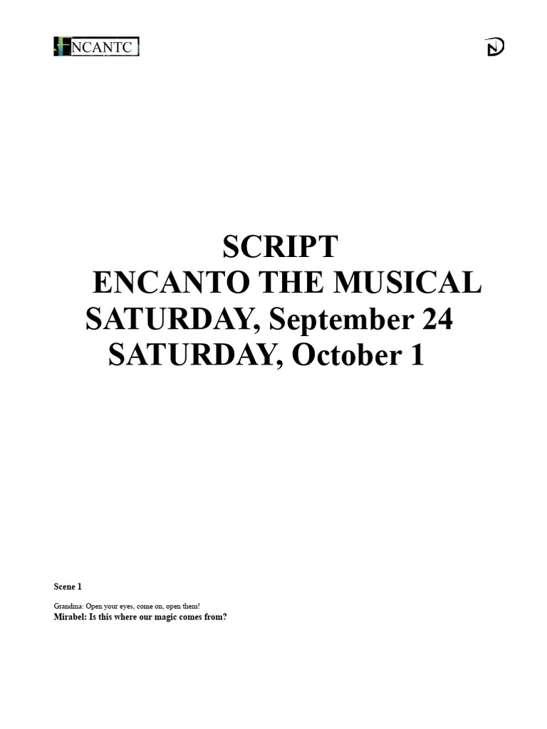 Encanto The Musical Script September 24 and October 1 | PDF