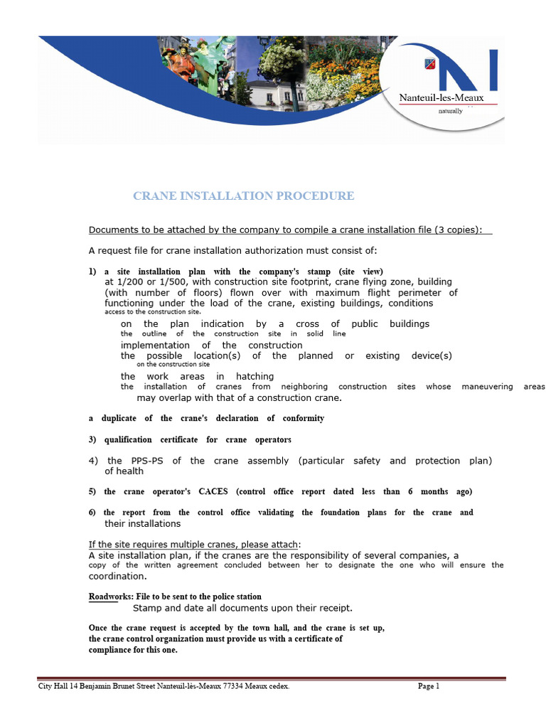 Crane Installation Procedure | PDF