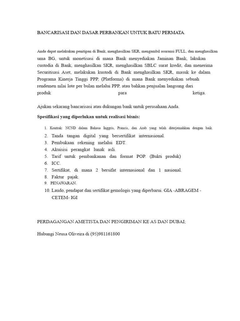 Bankarisasi Dan Cadangan Bank Untuk Batu Permata | PDF