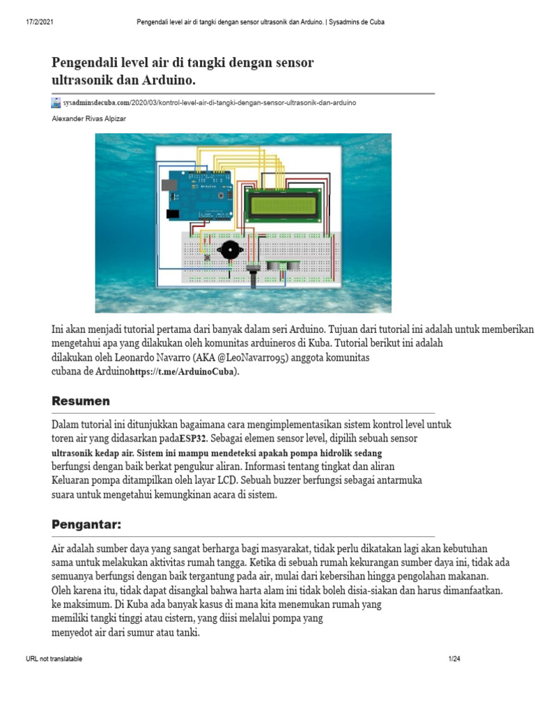 Pengontrol Level Air Di Tangki Dengan Sensor Ultrasonik Dan Arduino. - Sysadmins Kuba | PDF