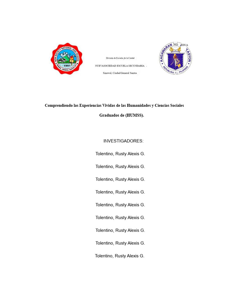 Comprendiendo Las Experiencias Vividas de Los Graduados de HUMSS | PDF ...