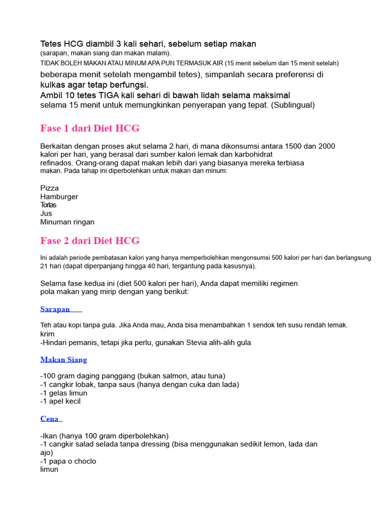 Diet HCG | PDF