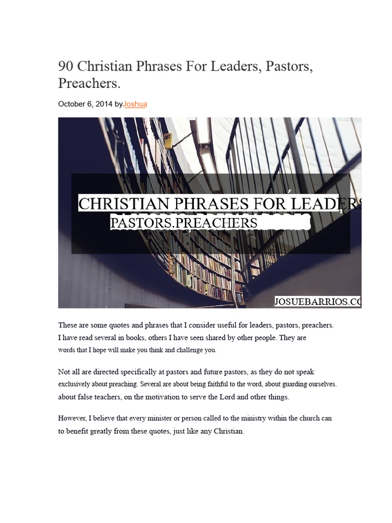 90 Christian Phrases For Leaders | PDF | Sermon | Jesus
