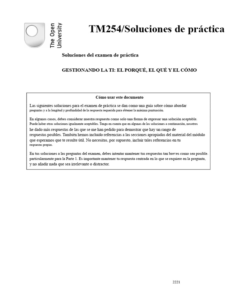 Descripción de La Figura TM254 Soluciones Del Examen de Práctica | PDF ...