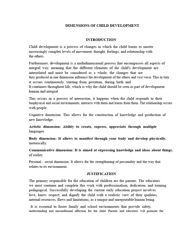 Dimensions of Child Development | PDF | Child Development | Knowledge