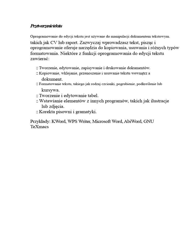 Przetwarzanie Tekstu 2 | PDF