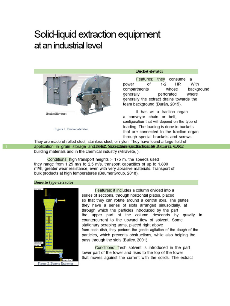 Solid Liquid Extraction Equipment at An Industrial Level | PDF ...