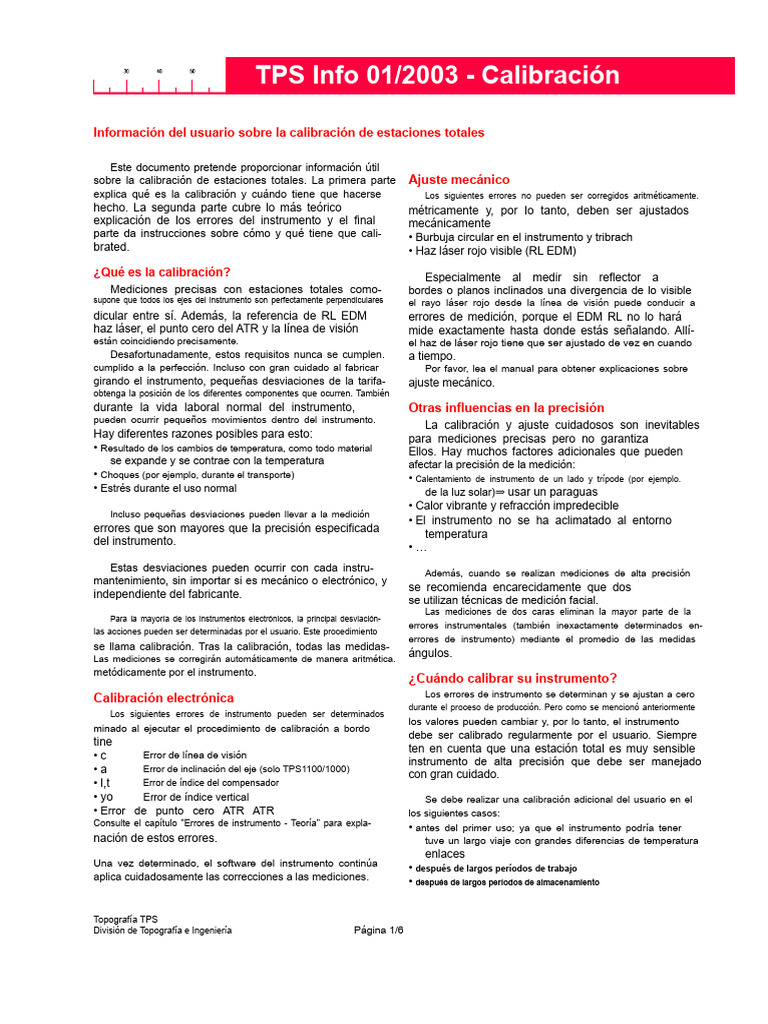 Calibración de Estaciones Totales: Guía Esencial | PDF | Calibración ...