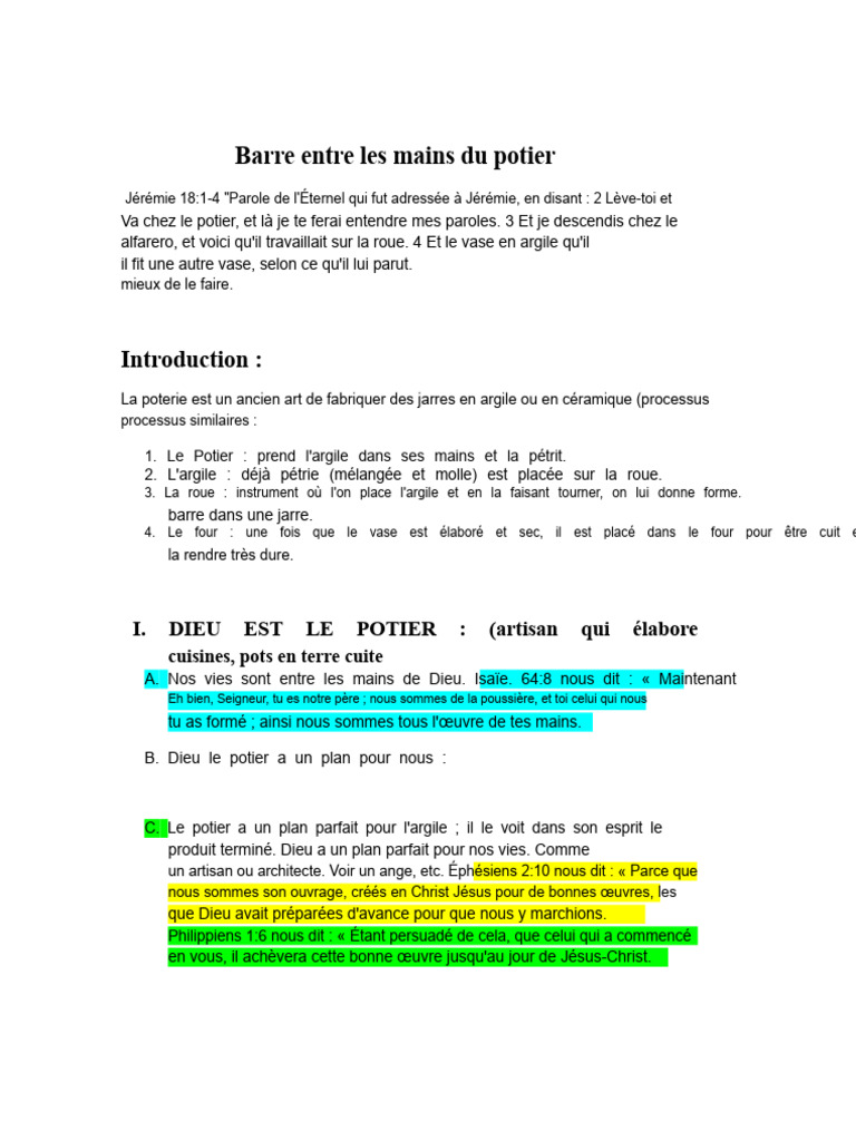 Dieu, le Potier de nos Vies | PDF | Poterie | Dieu