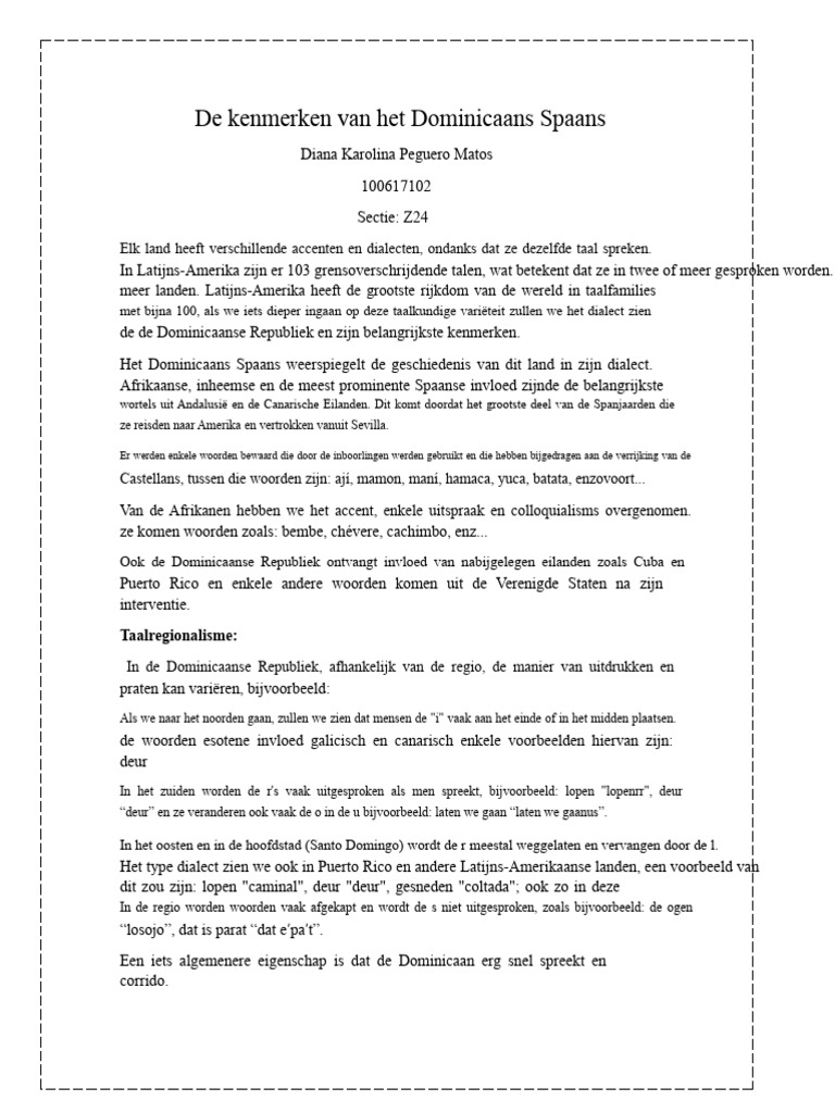 De Kenmerken Van Het Dominicaans Spaans | PDF