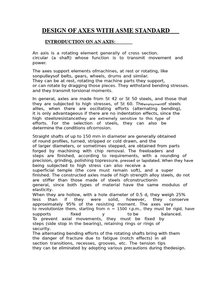 Design of Axles With Asme Standard | PDF | Bending | Stress (Mechanics)