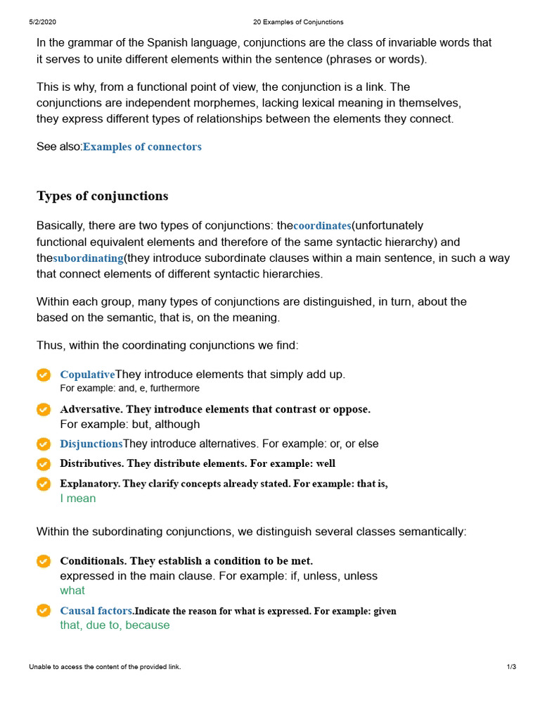 20 Examples of Subordinating Conjunctions | PDF | Semantics | Sentence ...