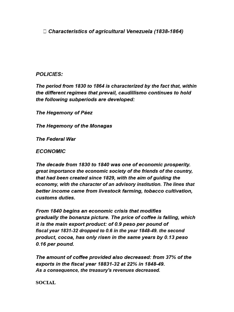 Characteristics of Venezuela's Agricultural Sector | PDF | Venezuela