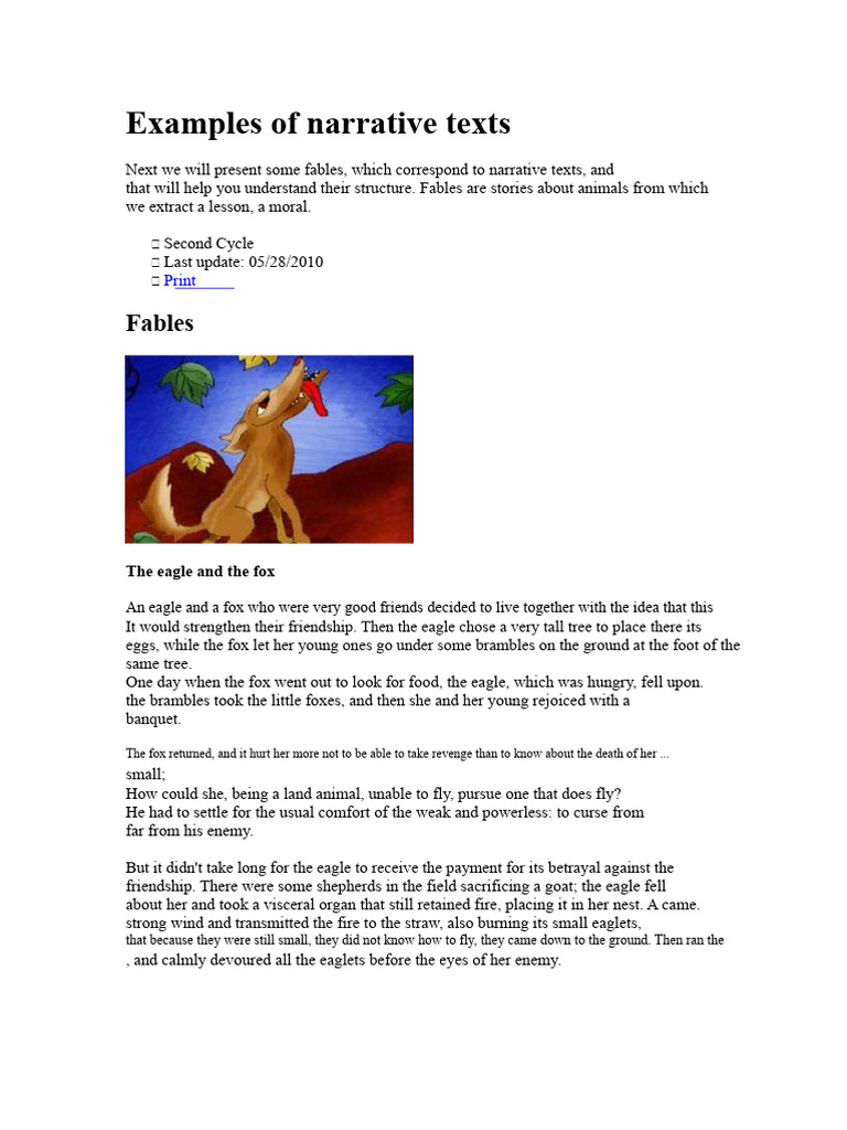 Examples of Narrative Texts | PDF