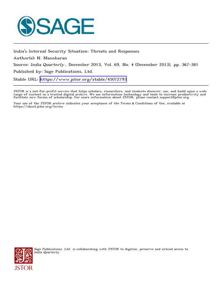 India's Internal Security Threats and Responses | PDF | Illegal Drug ...