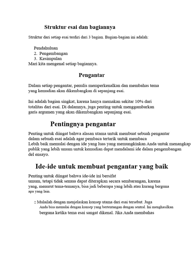 Struktur Sebuah Esai Dan Bagiannya | PDF