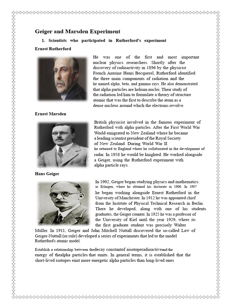 Geiger and Marsden Experiment | PDF | Atoms | Atomic Nucleus