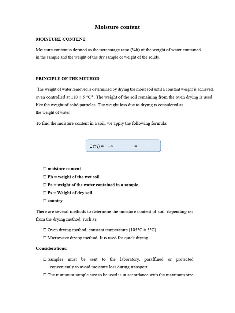 Moisture Content | PDF | Porosity | Soil