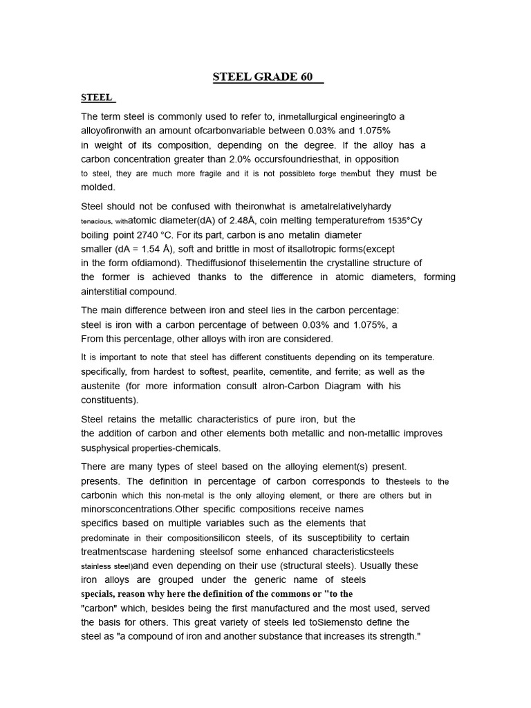 ASTM A615 Grade 60 Steel Overview | PDF | Steel | Alloy