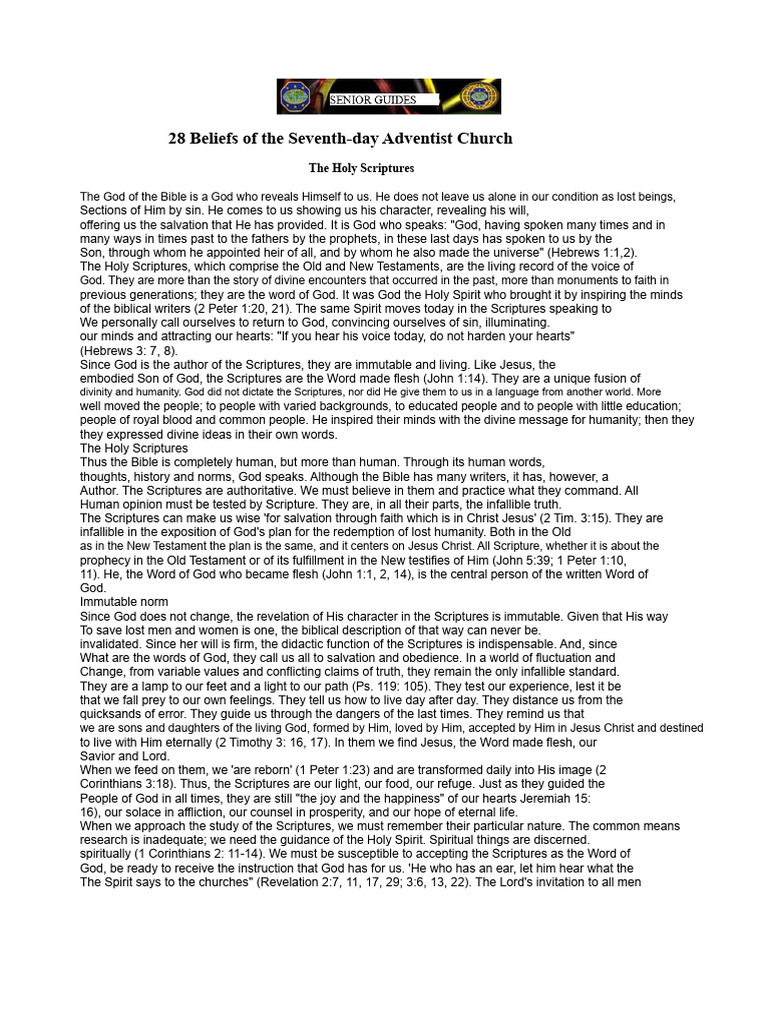 28 Adventist Doctrines | PDF | God The Father | Trinity