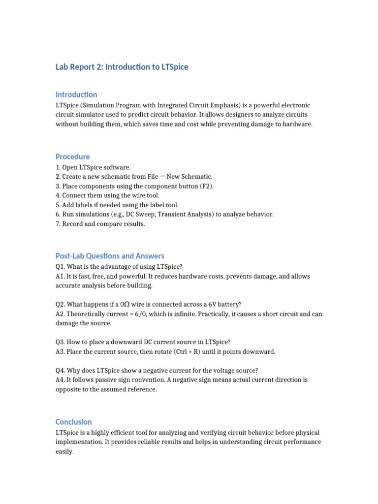 Lab Report 02 LTSpice | PDF